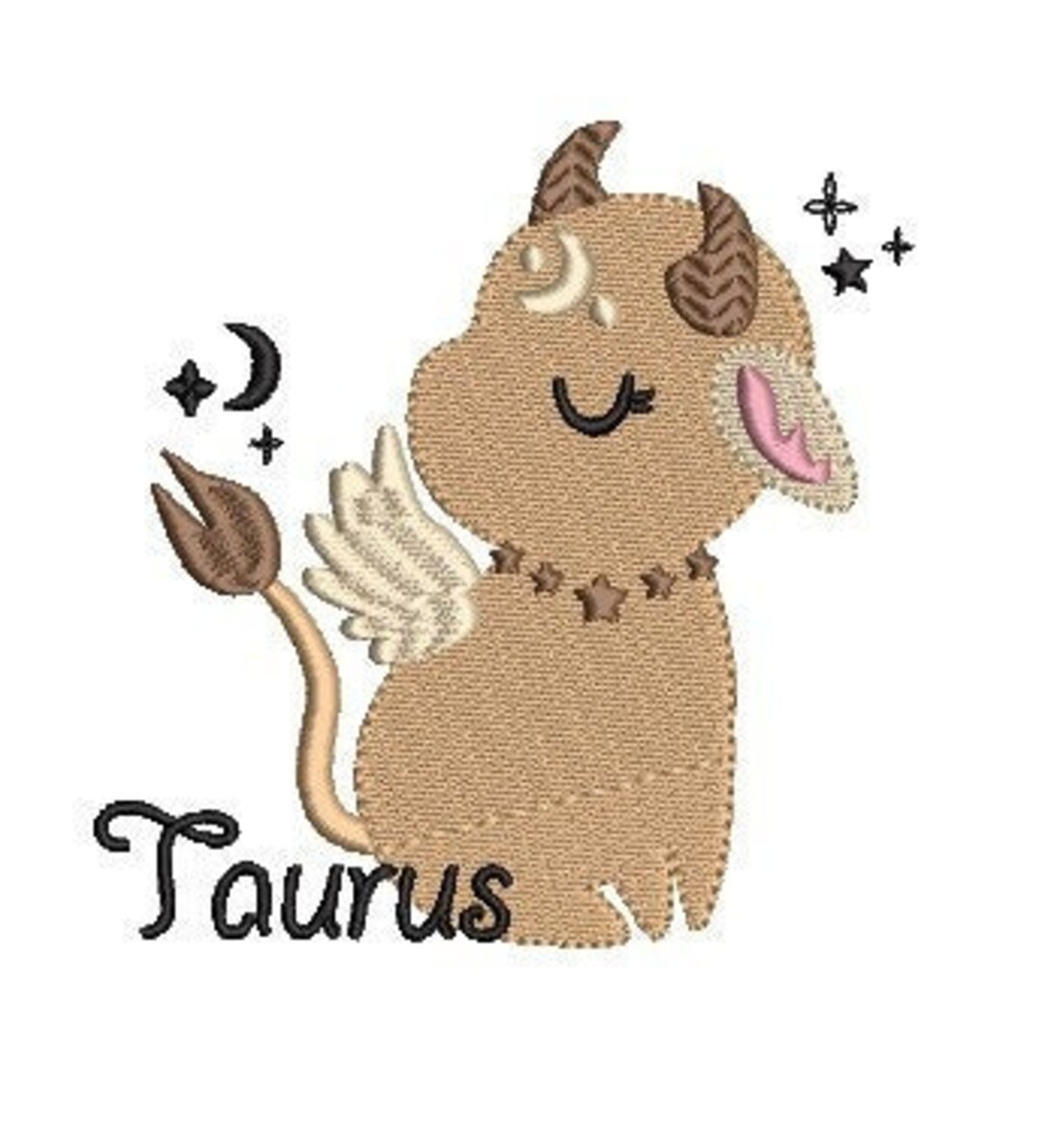 Taurus Embroidery, Zodiac Embroidery, Taurus Bull Design, Earth Element ...