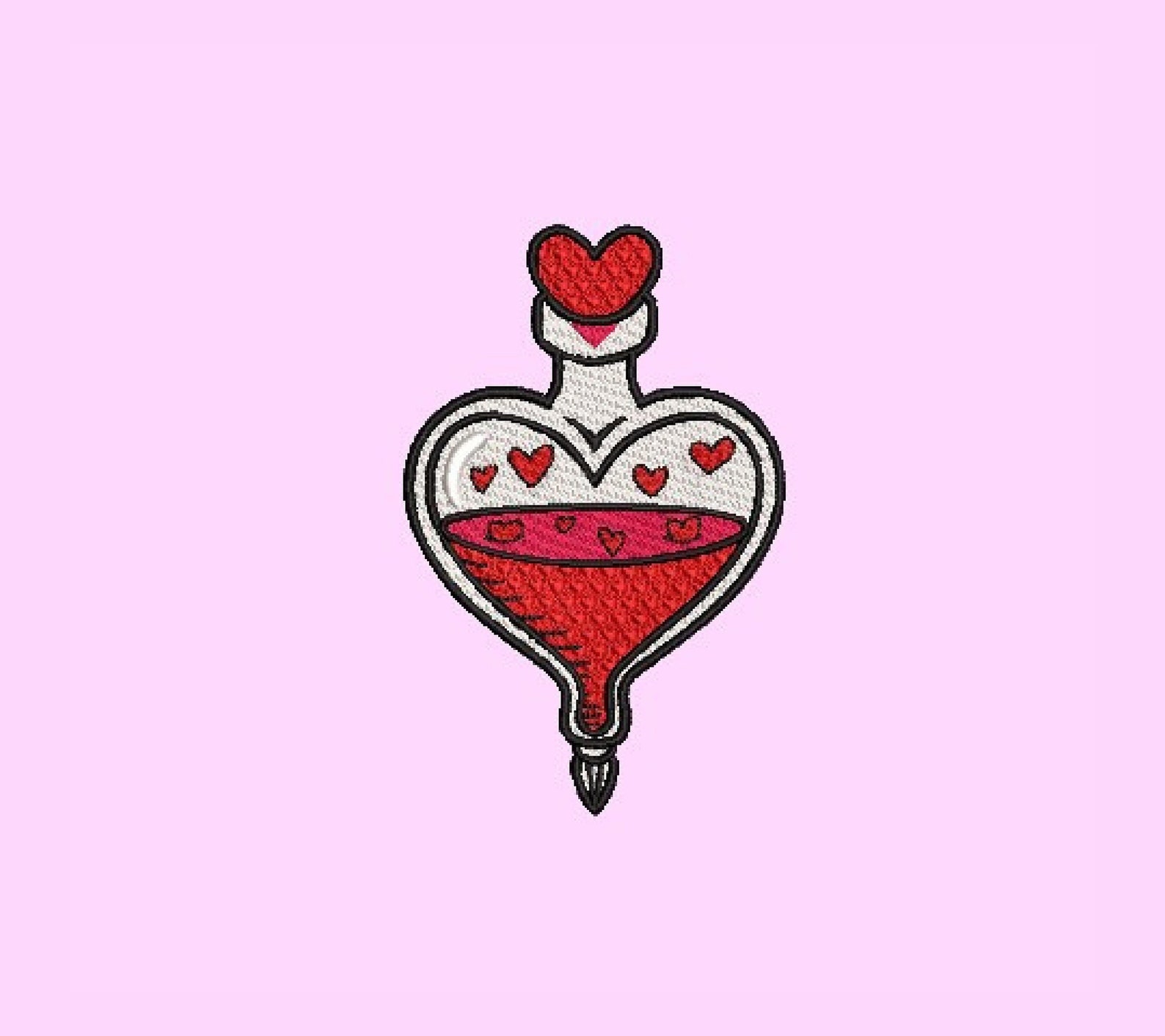 Love Potion Heart Bottle Embroidery File, Valentine Day Love Embroidery ...