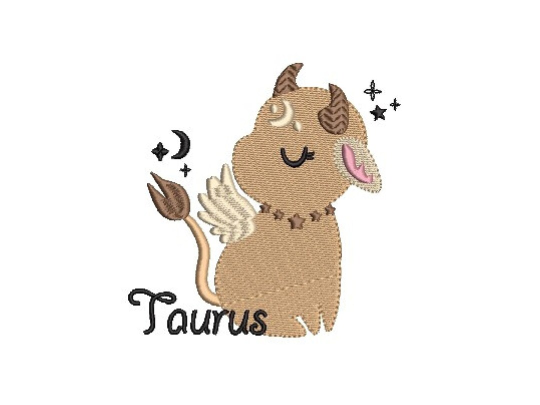 Taurus Embroidery, Zodiac Embroidery, Taurus Bull Design, Earth Element ...