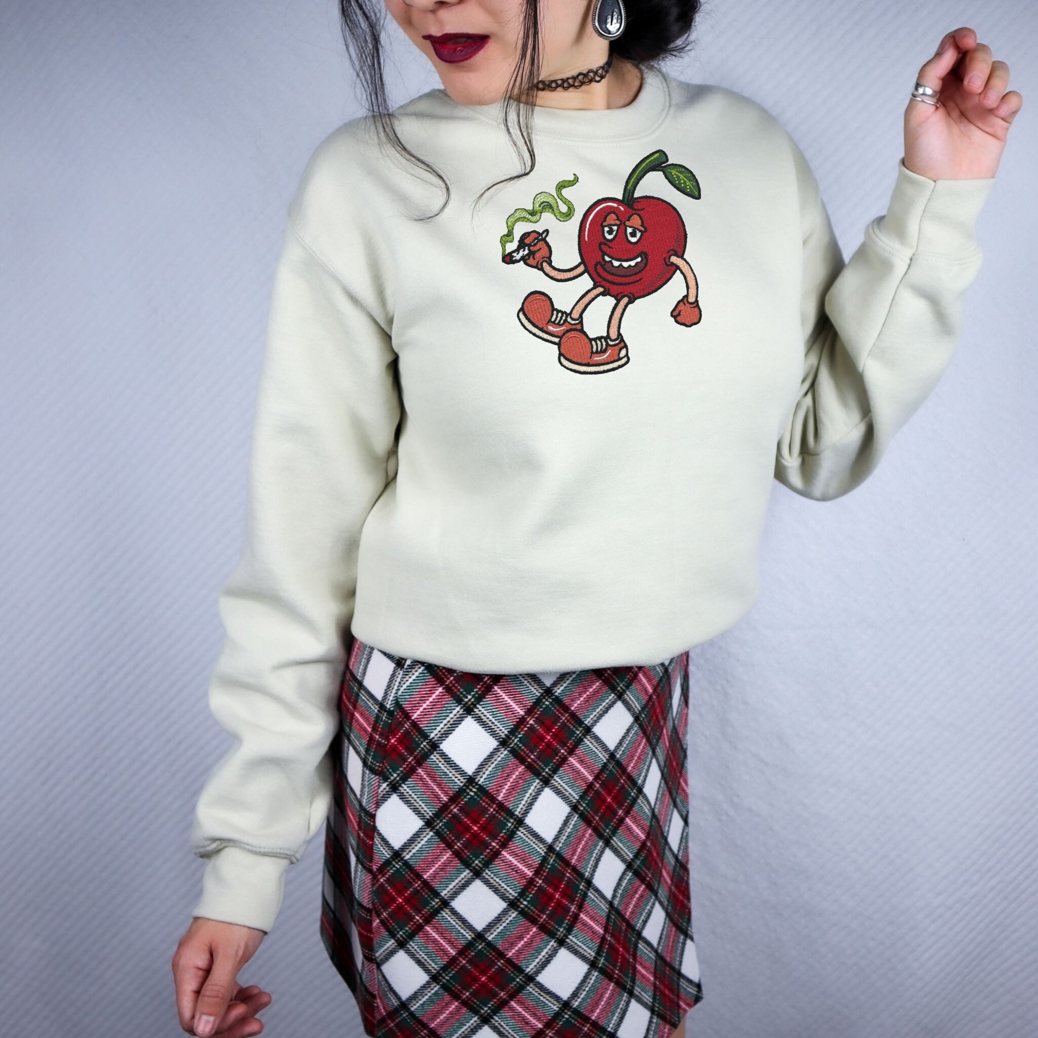Retro Character Embroidery Design, Stoner Cherry, Retro Cherry, Cherry ...