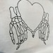 Pinky Promise Love, Skeleton Hands, Bones Heart, Redwork Embroidery ...