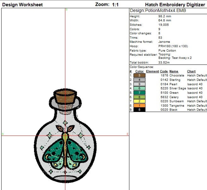 Apothecary Moth Bottle Embroidery File / Instant Download File / Lunar ...