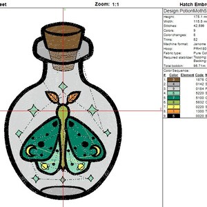 Apothecary Moth Bottle Embroidery File / Instant Download File / Lunar ...