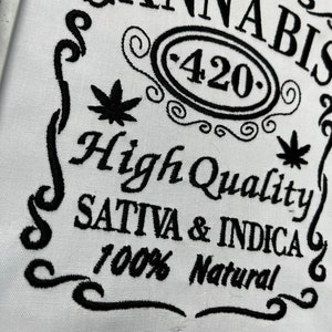 Cannabis Weed Embroidery Design, Marijuana Flourish Label, Sativa ...