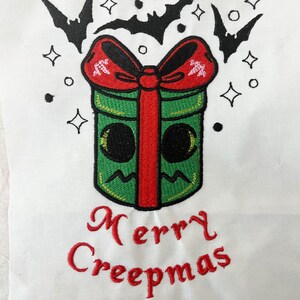 Spooky Present Embroidery File, Scary Gift Embroidery Design, Creepmas ...