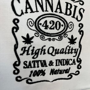 Cannabis Weed Embroidery Design, Marijuana Flourish Label, Sativa ...