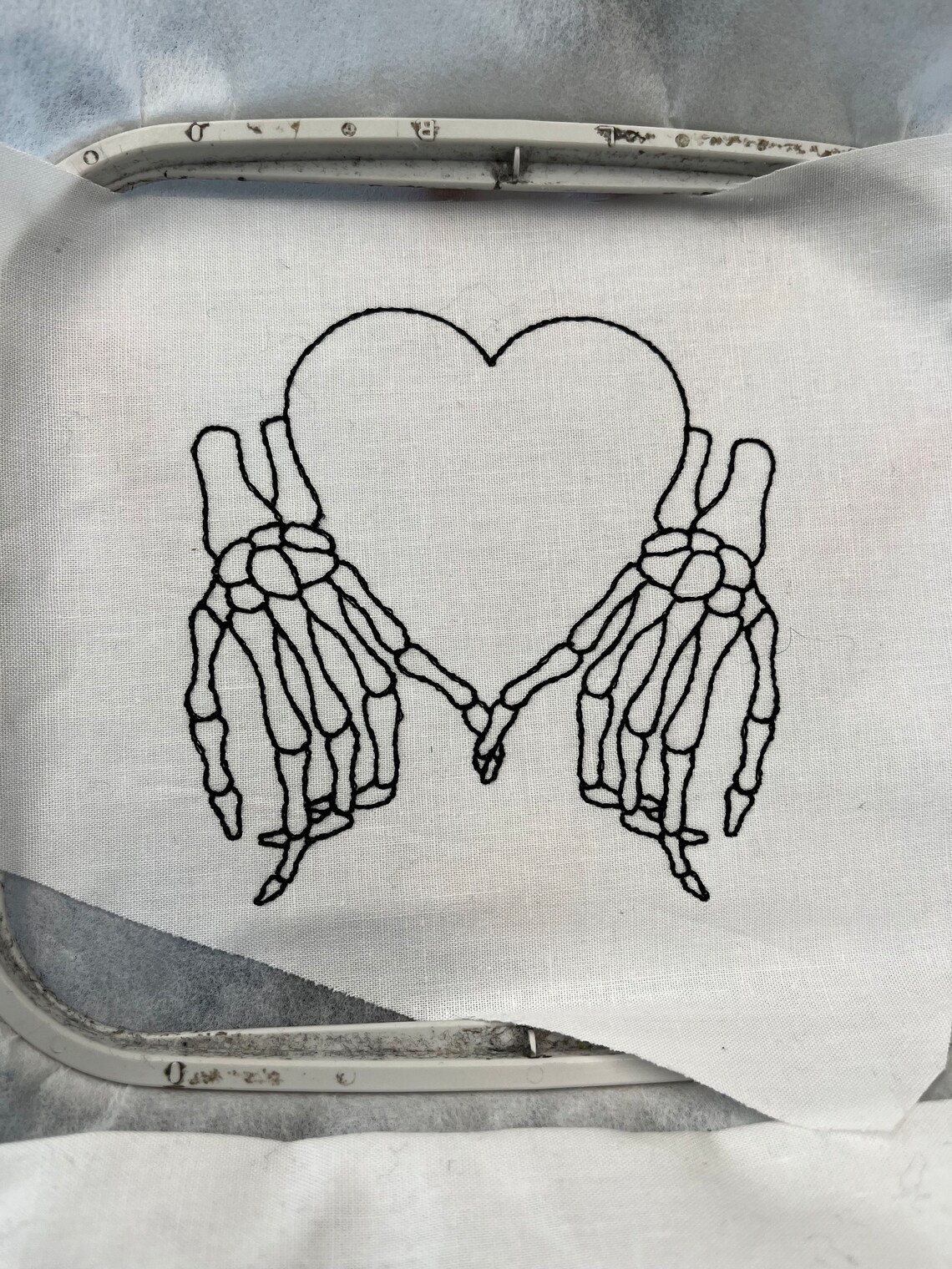 Pinky Promise Love, Skeleton Hands, Bones Heart, Redwork Embroidery ...