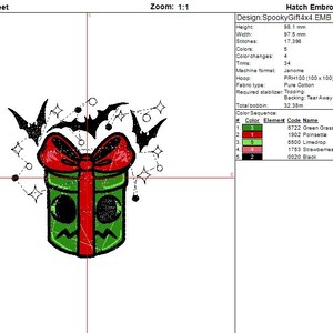 Spooky Present Embroidery File, Scary Gift Embroidery Design, Creepmas ...