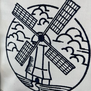 Windmill Line Art Embroidery File, Holland Windmill, Dutch Embroidery ...