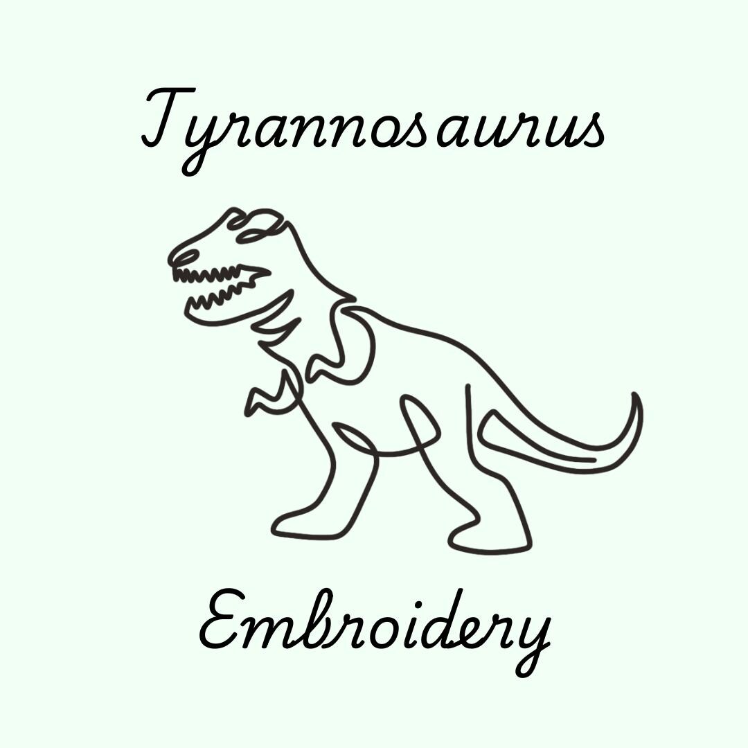 Dinosaur Embroidery, T-rex Embroidery, Single Line Embroidery, Minimal ...