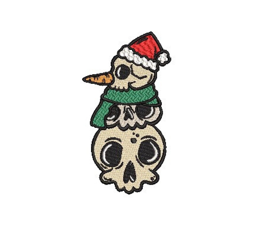 Snowman Skulls Embroidery File, Christmas Skull Embroidery Design ...