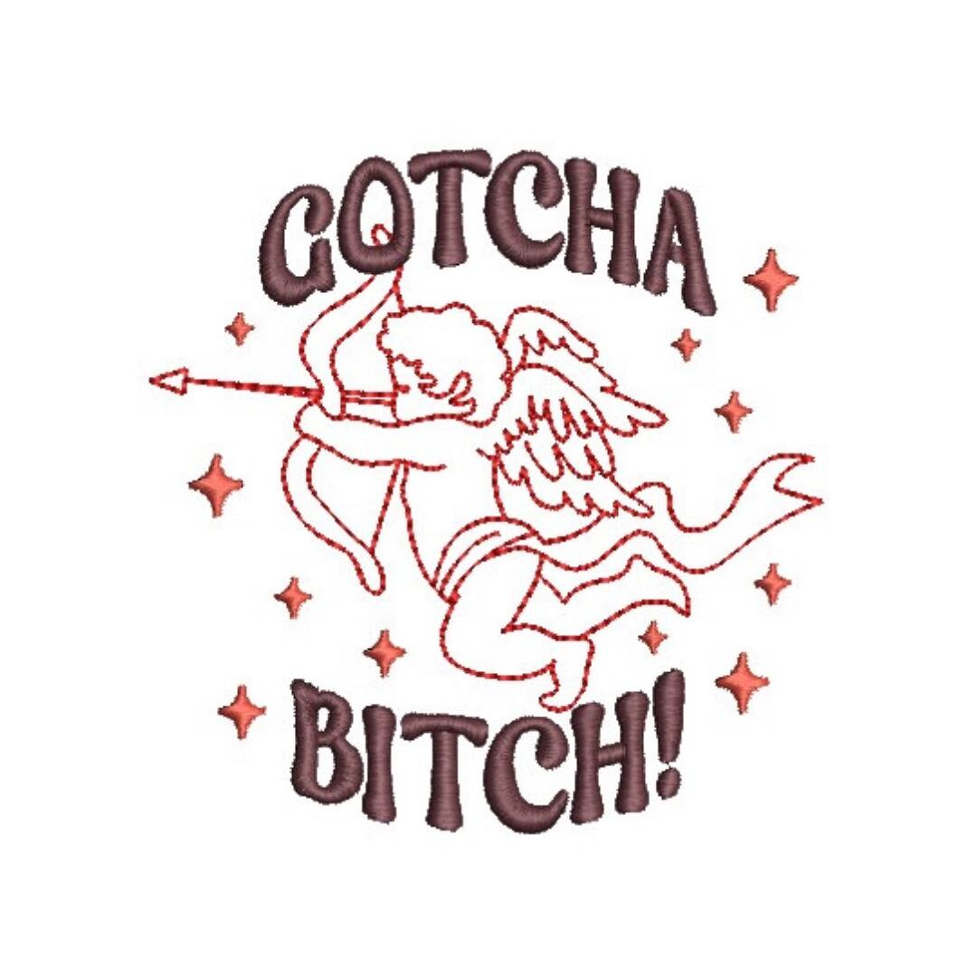 Cupid Embroidery, Sassy Valentine, Valentines Day Embroidery, Gotcha ...