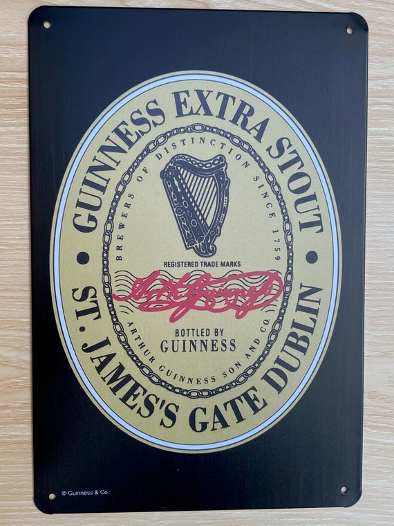 Guinness Beer Extra Stout Label Tin Sign | Etsy