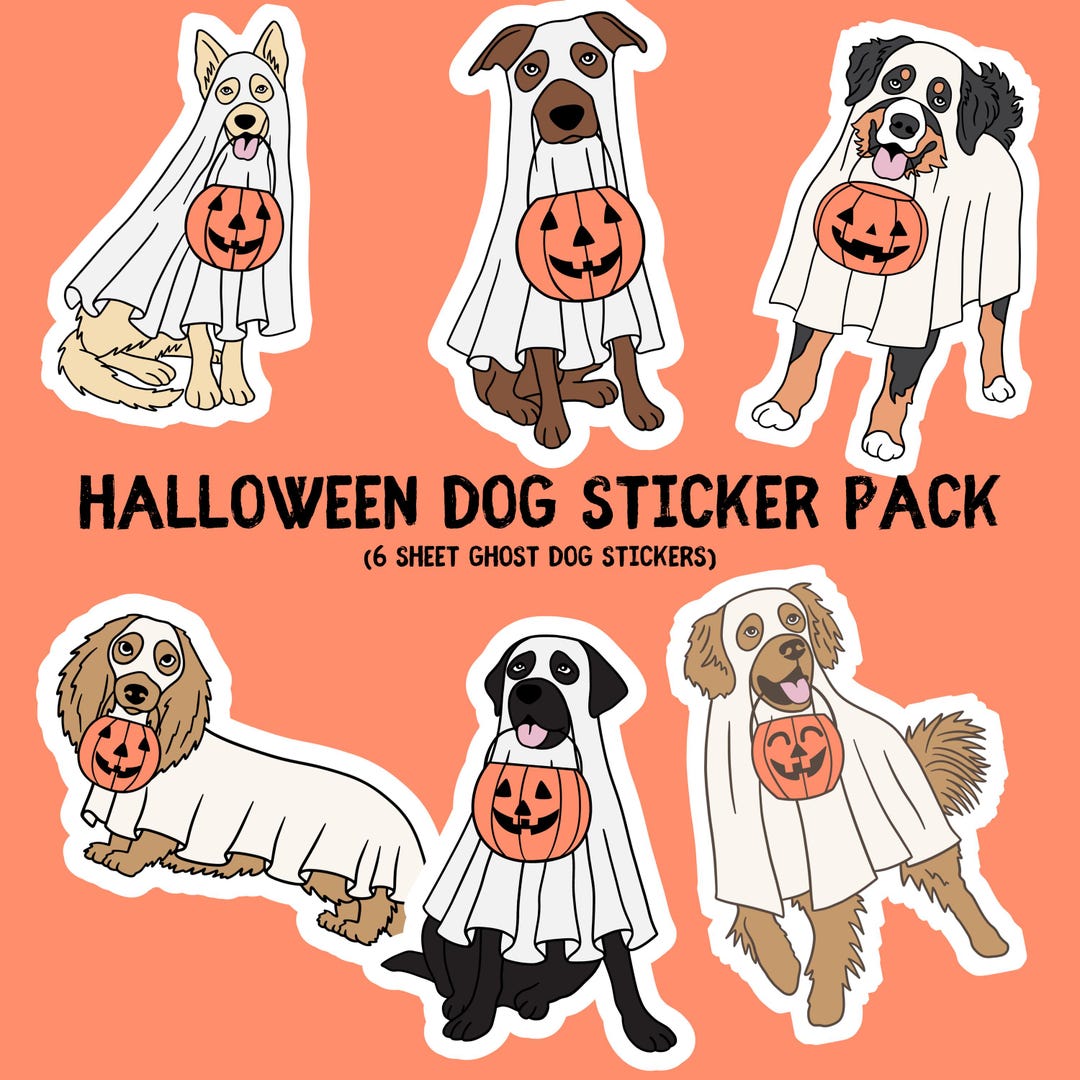 Halloween Sheet Ghost Stickers Dog Stickers Halloween Sheet Ghost Dogs ...