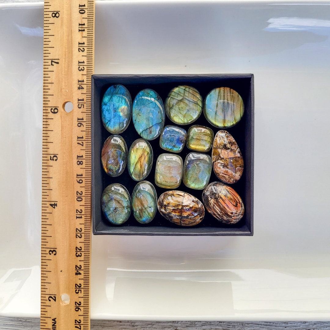 Grooved Cabochons Labradorite Petrified Wood Jewelry Making Macrame ...