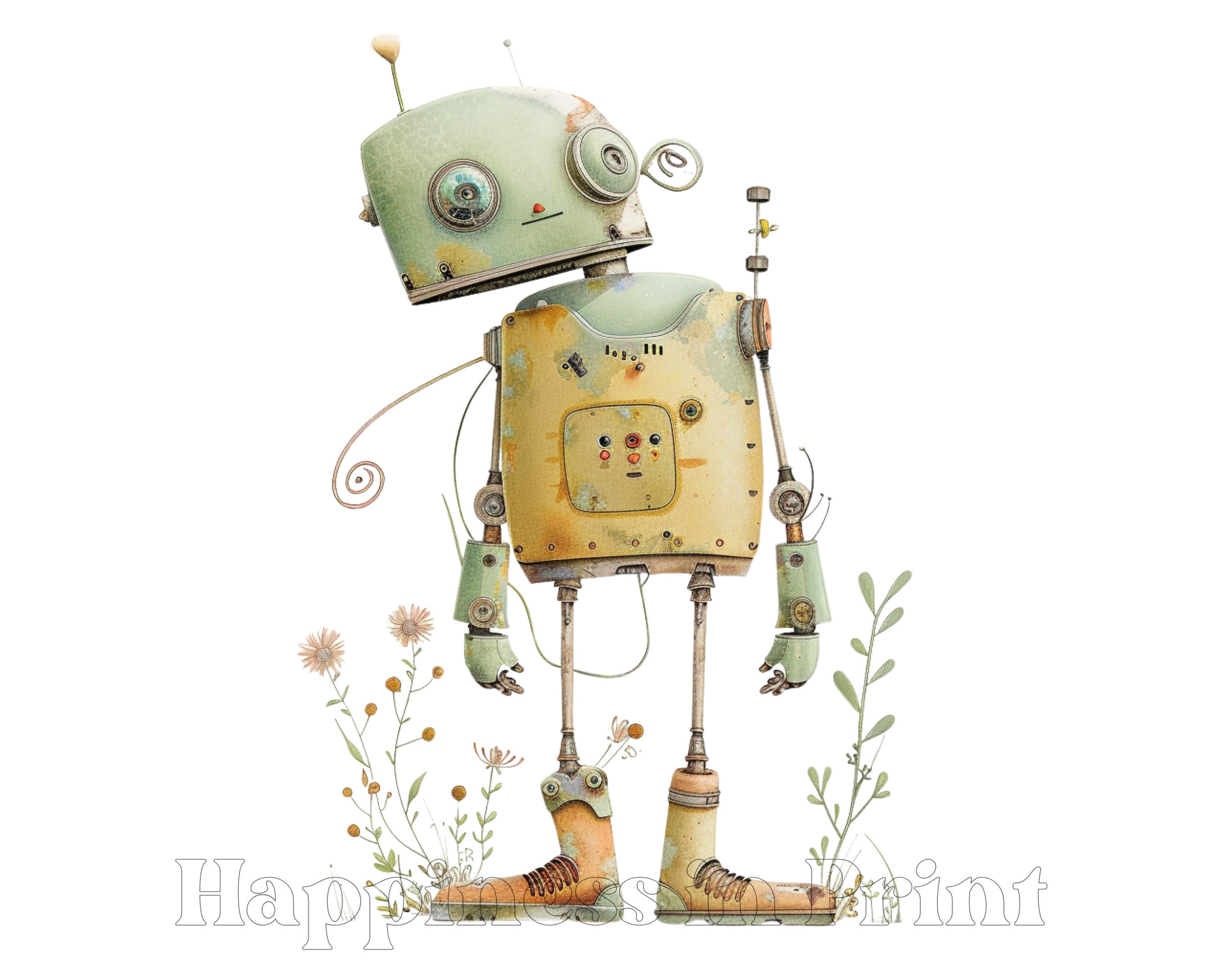 Whimsical Robot Clipart, Android CU Clip Art, Robot Graphics Png,funny Robot Fussy Cut ...