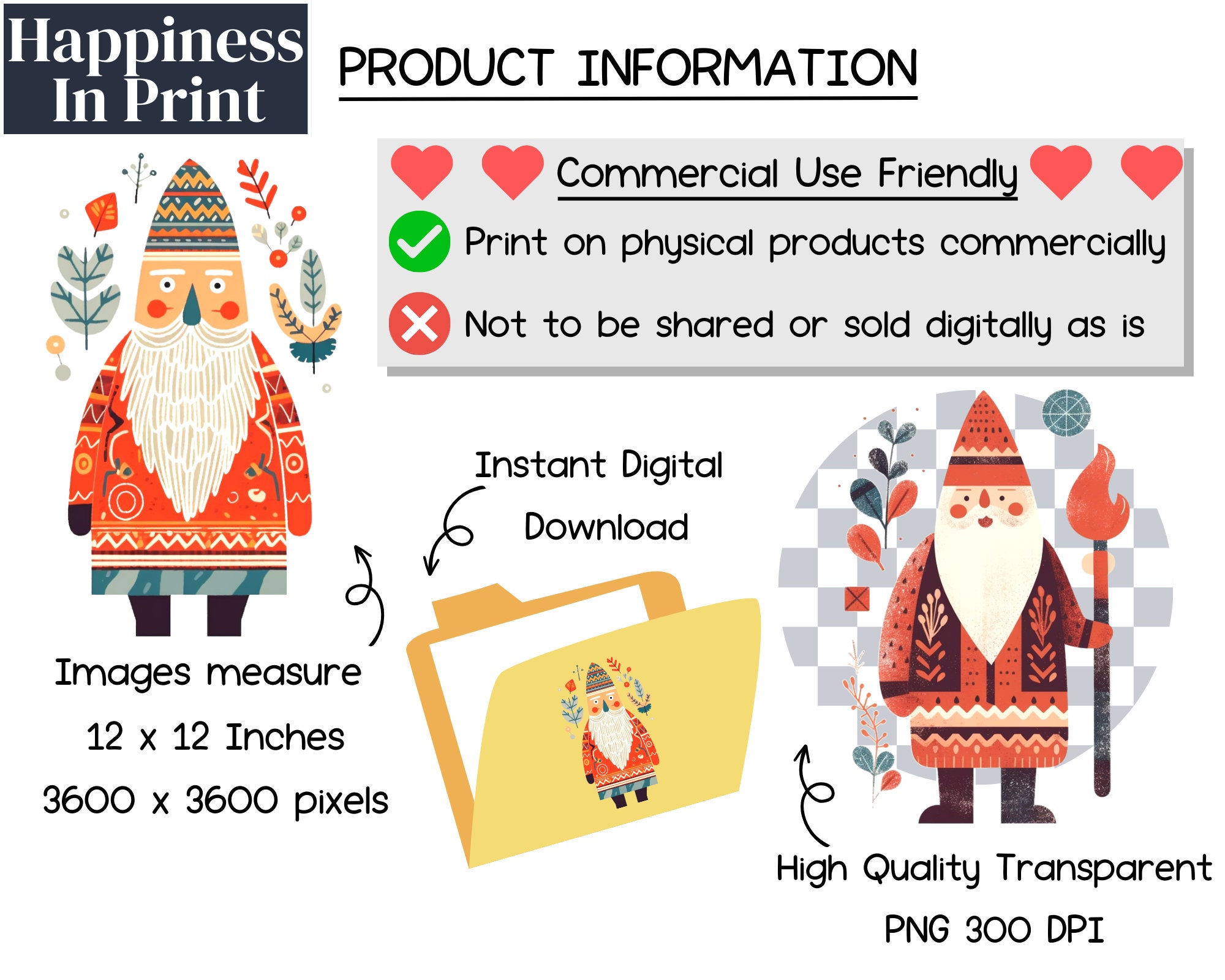 Scandinavian Christmas Clipart Scandinavian Santa Claus Traditional ...