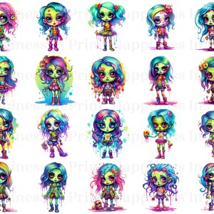 Neon Zombie Girl Clipart PNG Scary Zombie Clip Art Halloween Zombie ...
