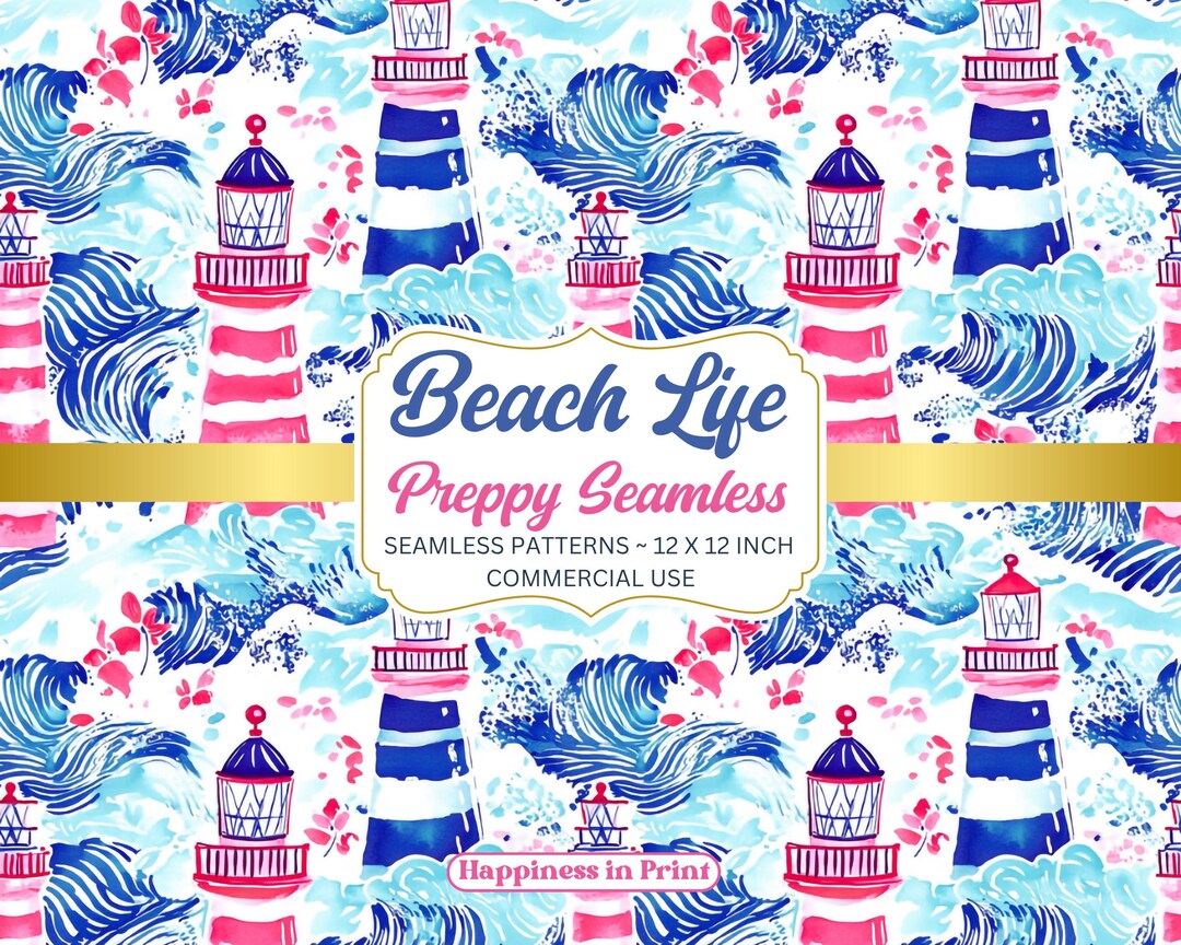 Preppy Sea Life Repeating Pattern - Digital Paper - Sealife Design ...