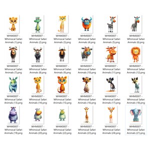 Whimsical Safari Clipart Safari Animals Quirky Lion Clip Art Animal PNG ...