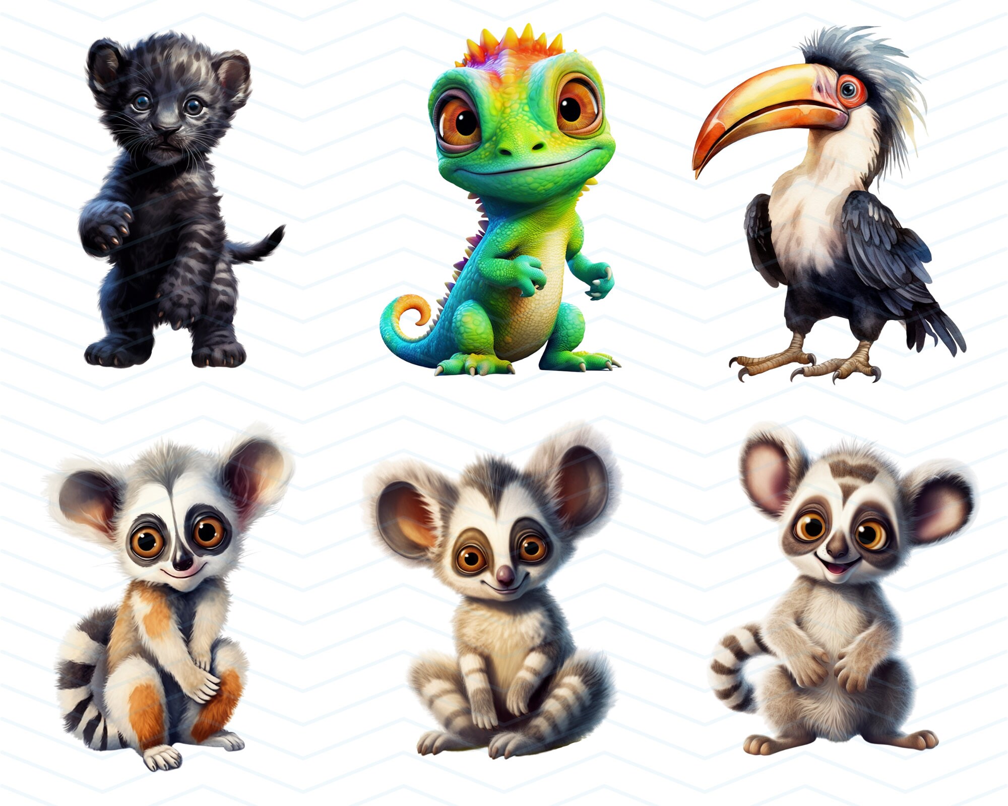 Adorable Rainforest Animal Clipart PNG Jungle Animal Clipart Safari PNG ...