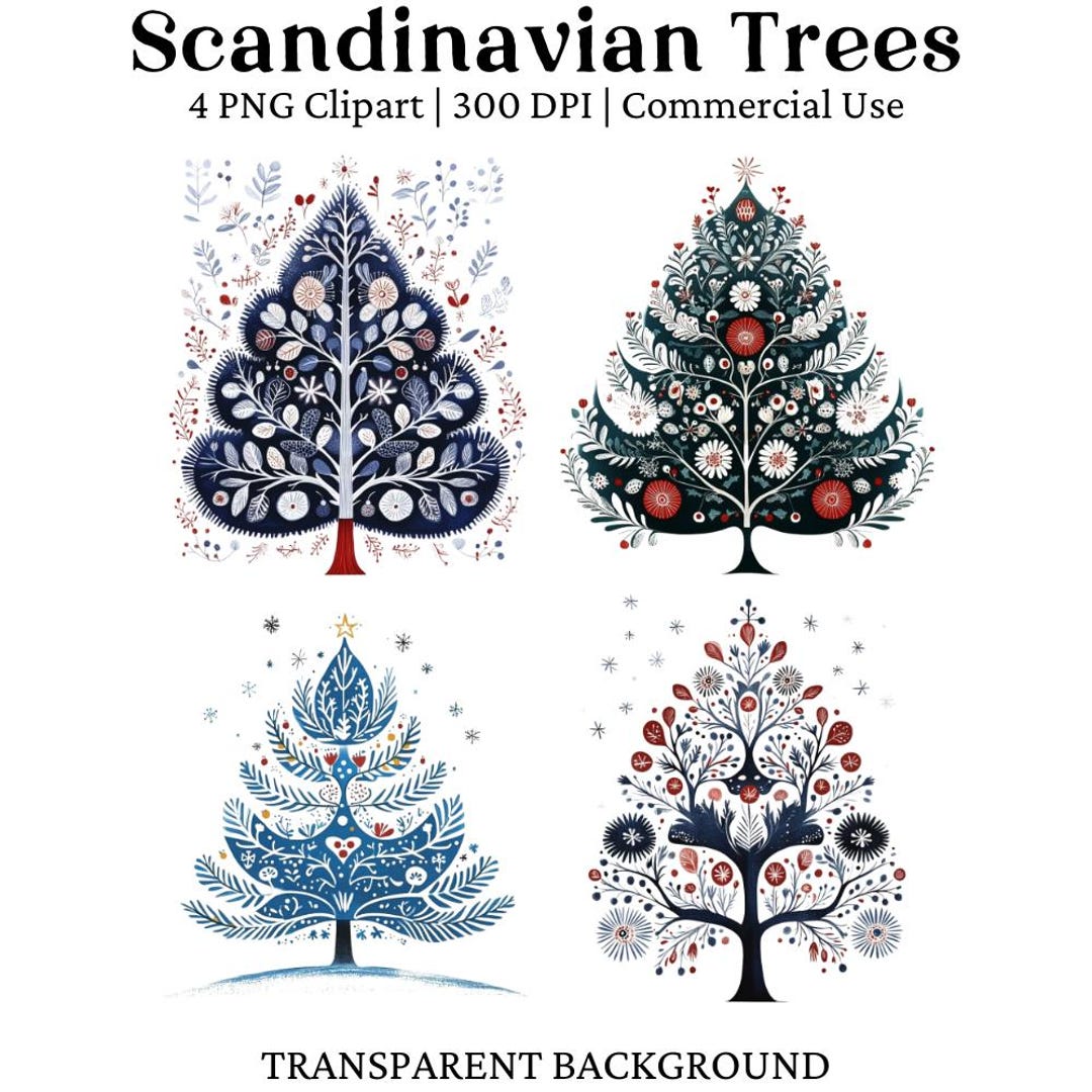 Scandinavian Christmas Trees Clipart | Nordic Holiday Pngs | Nordic ...