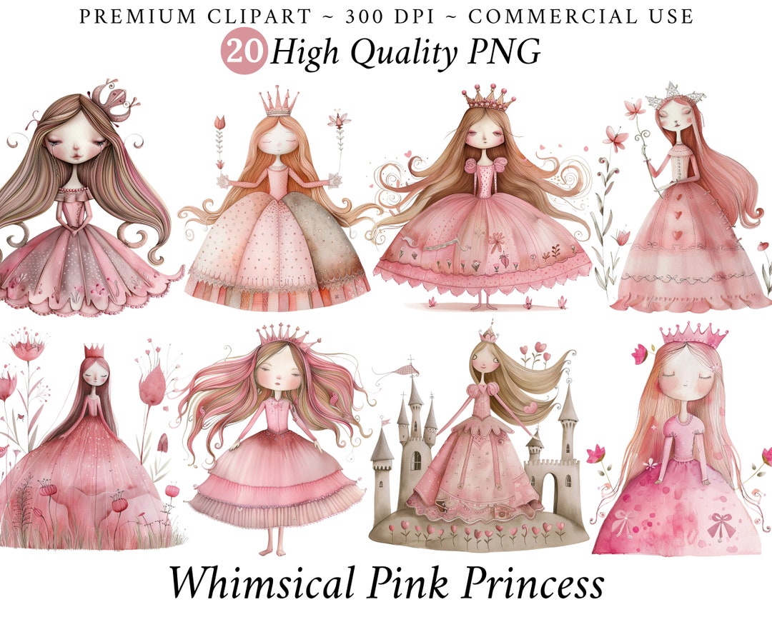 Little Princess Clipart Watercolor Princess Clipart Fairytale Clipart ...