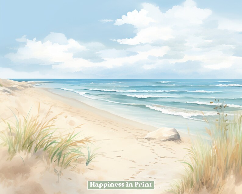 Beach Digital Paper | Watercolor Seascapes | Instant Download | Summer ...