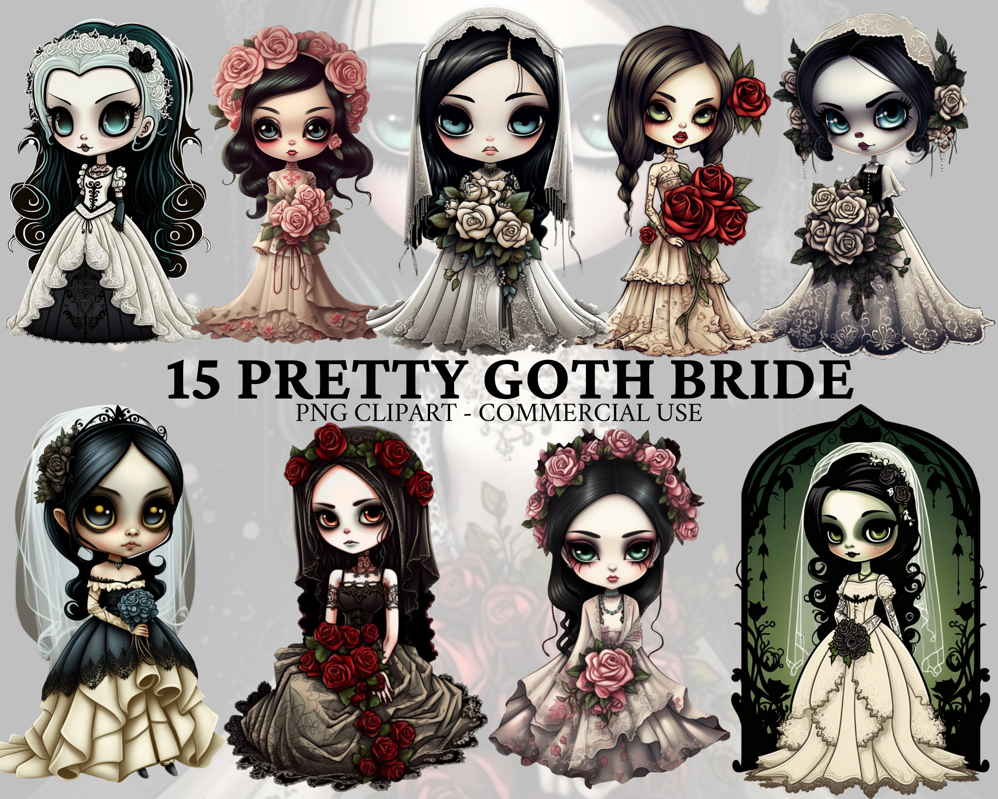 Goth Girl Bride PNG Clipart Gothic Wedding Dress PNG Commercial Use ...