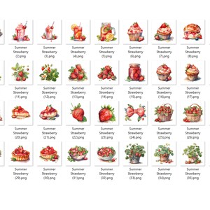 Watercolor Strawberry Clipart 35 High Quality PNG Summer Food Clipart ...