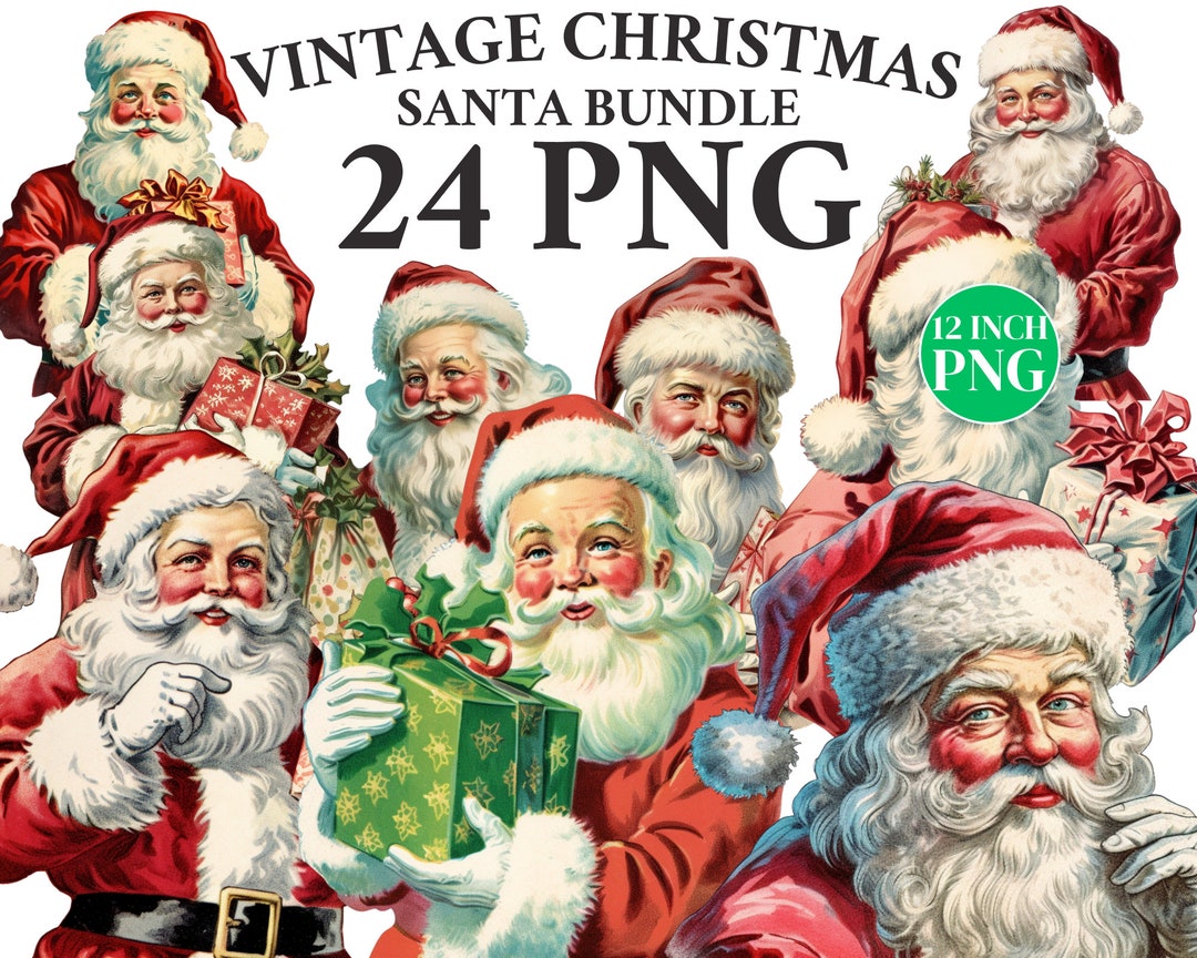 Vintage Santa Claus Clipart PNG Winter Whimsical Characters ...