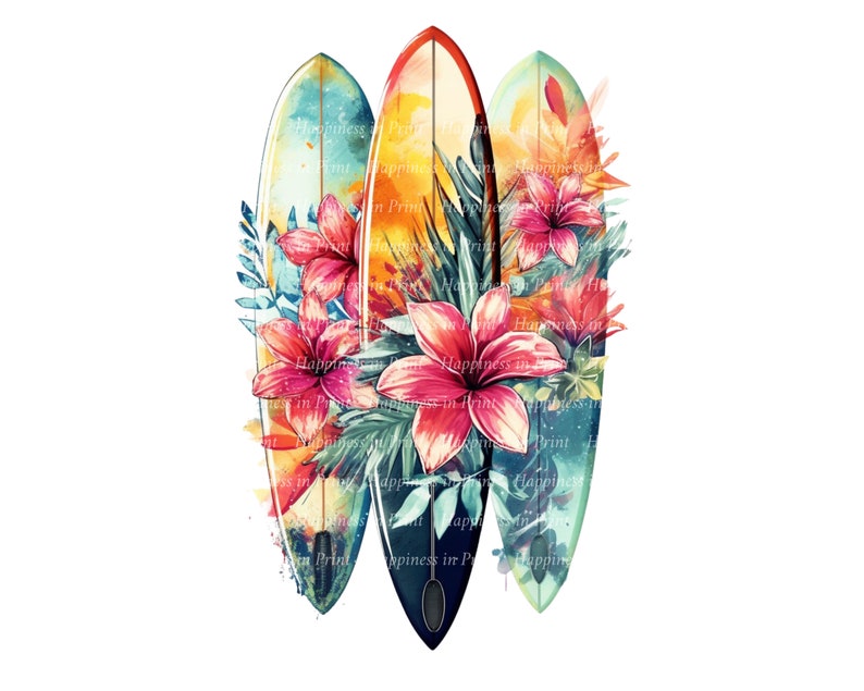 Watercolor Surfboard Clipart Beach Surfing PNG Graphics Beach Clipart ...