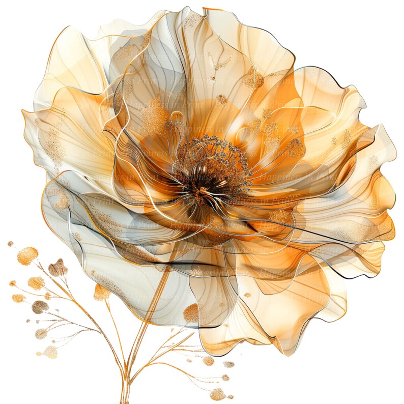 20 Abstract Flowers Clipart Flower Print Watercolor Silver Flower ...