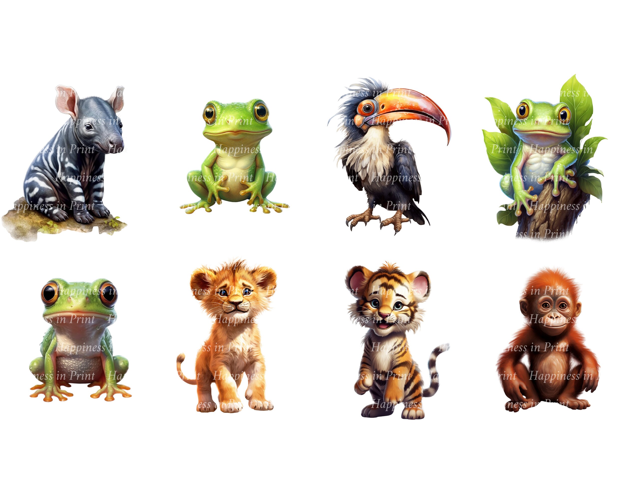 Safari Animal Clipart Watercolor, Commercial Use Clipart, Transparent ...