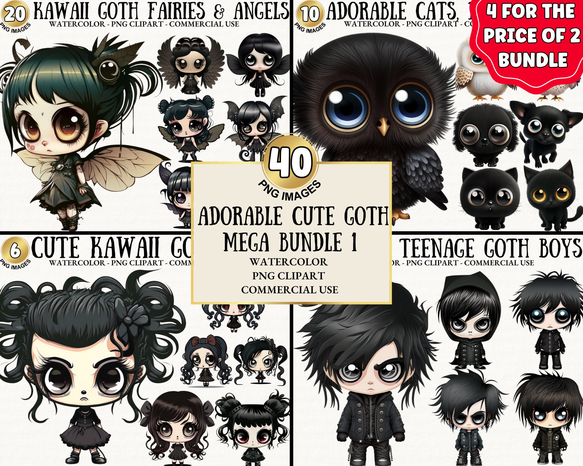 Kawaii Goth Clipart Mega Bundle Kawaii Goth Girl Clip Art - Etsy