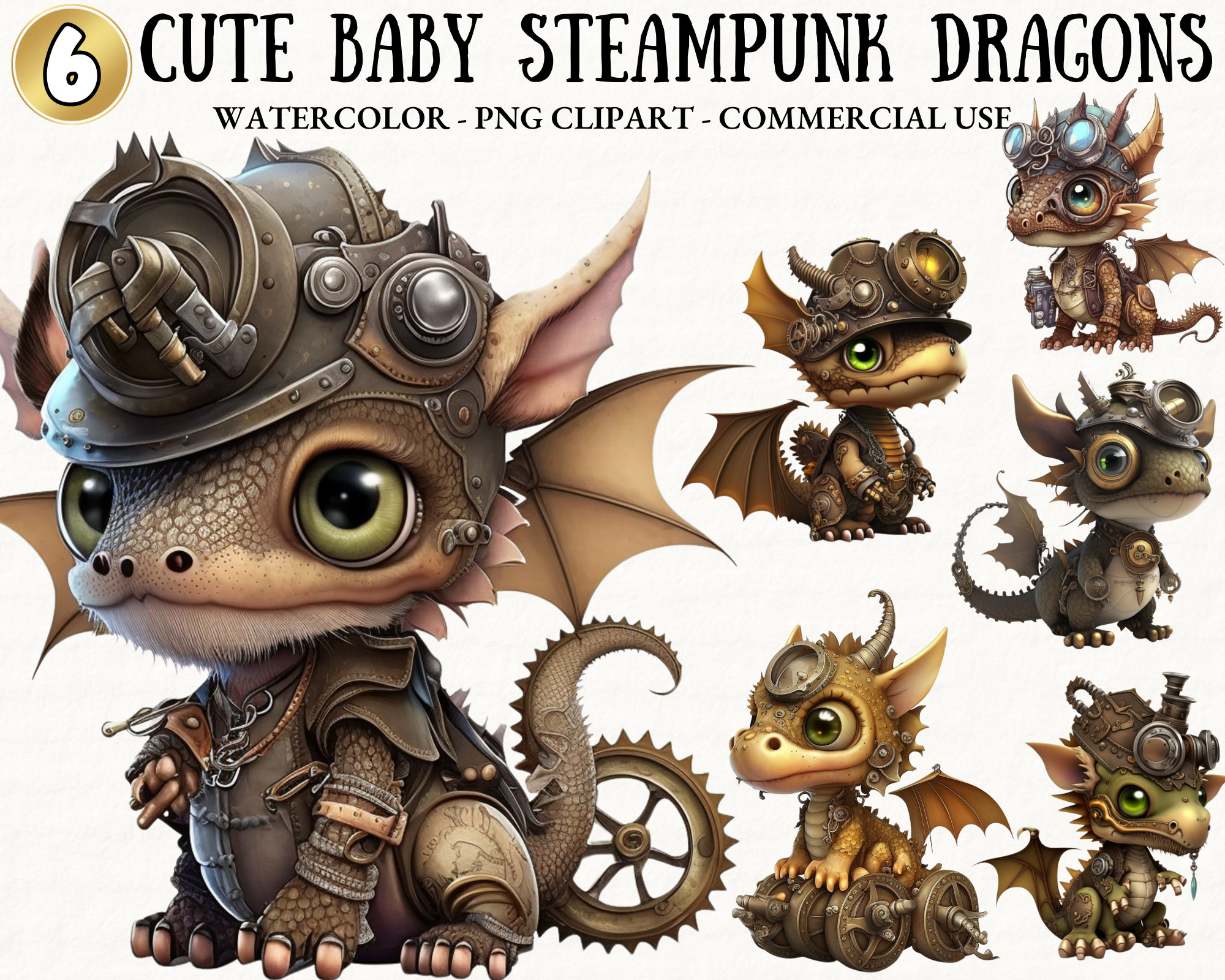 Cute Steampunk Dragon Clipart Bundle Dragon Steampunk Digital - Etsy