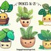 Cute Kawaii Houseplants PNG Clipart Bundle Chibi Cactus Succulent ...