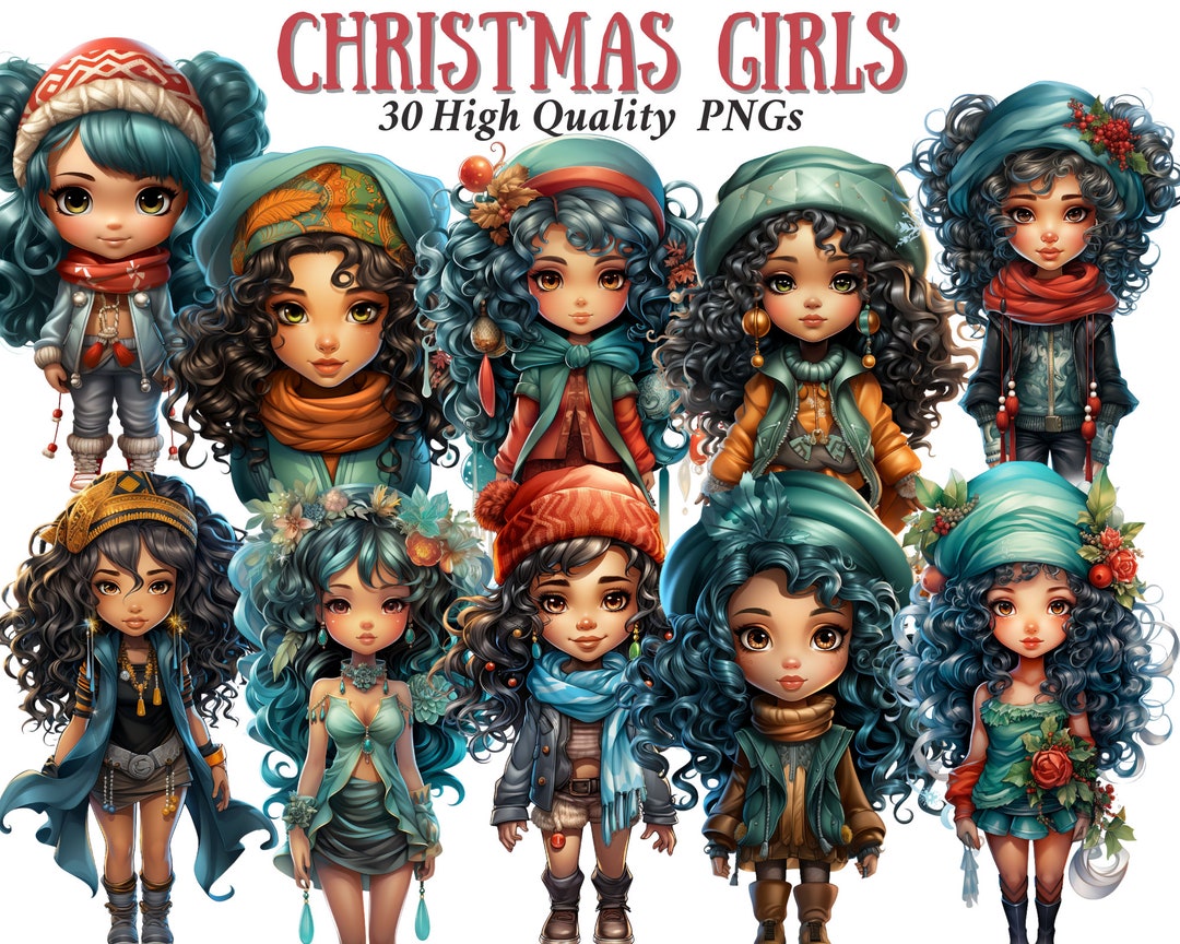 21 Neon Christmas Girl Clipart PNG Christmas Goth Girl Winter Holiday ...