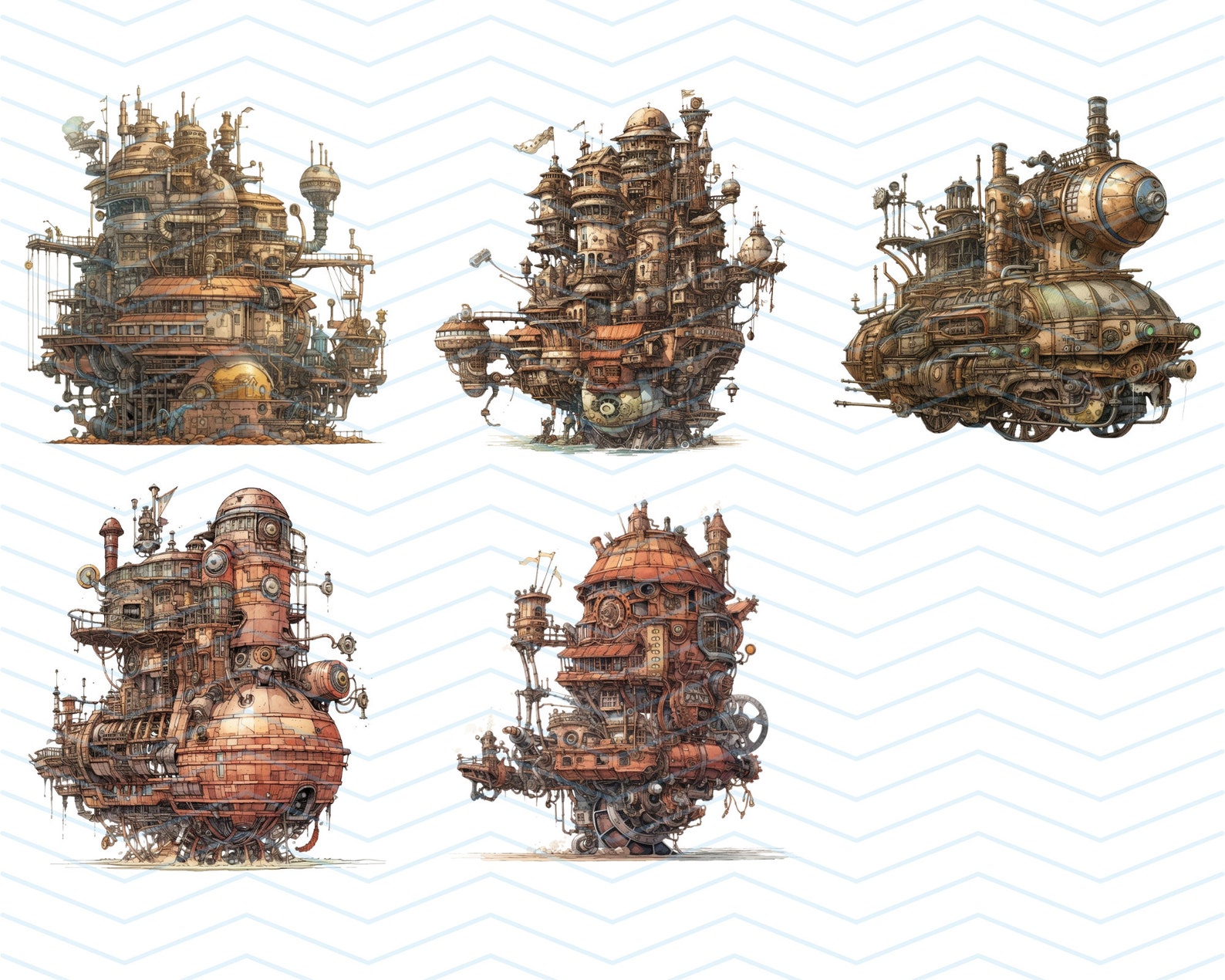 Curious Steampunk Machines PNG Clipart Bundle Steampunk - Etsy