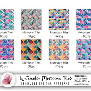 Watercolor Moroccan Tile Digital Paper Pack Digital Background ...