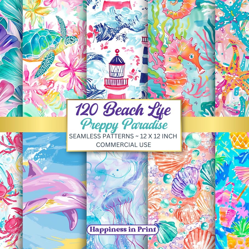 Preppy Mermaid Pattern - Etsy UK