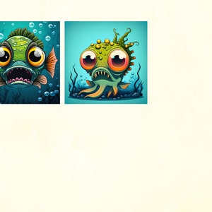 Cute Kawaii Zombie Sea Creatures PNG Clipart Bright Chibi Ocean ...