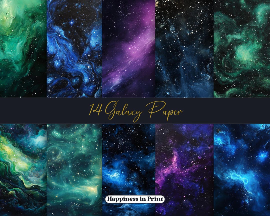 Galaxy Stars Digital Paper Watercolor Space Background Cosmic Night Sky ...