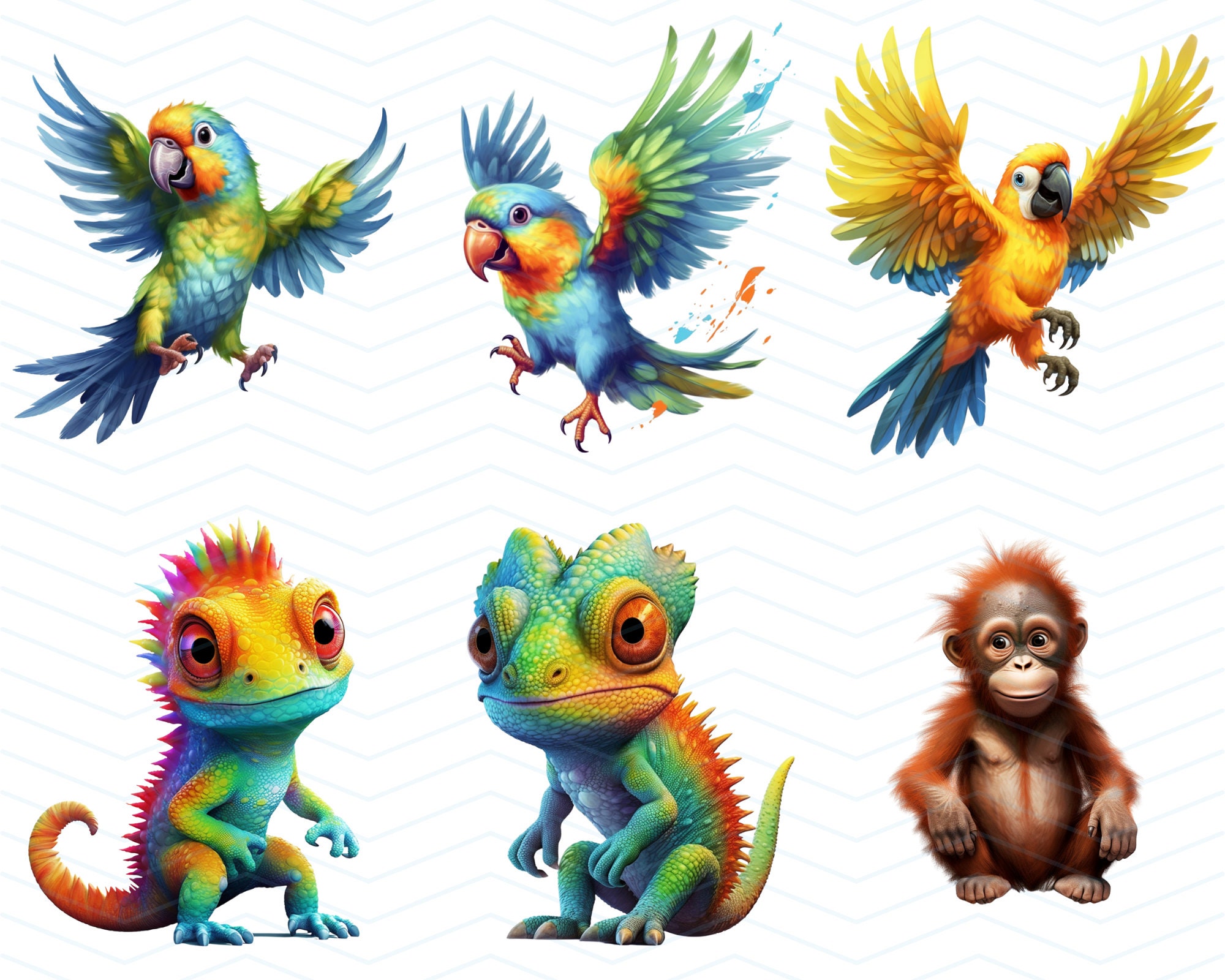 Adorable Rainforest Animal Clipart PNG Jungle Animal Clipart - Etsy