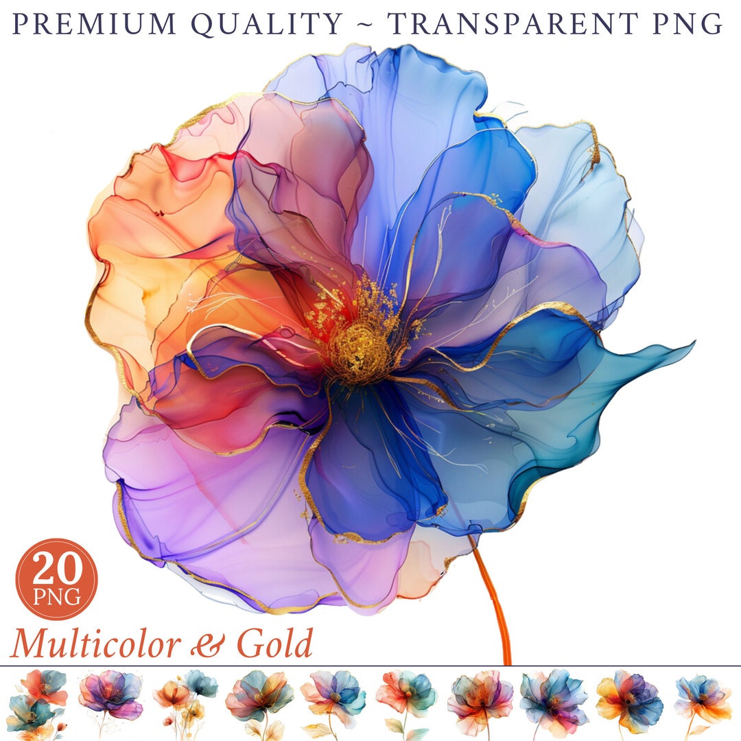 20 Abstract Flowers Clipart Flower Print Watercolor Pink Flower Clipart ...