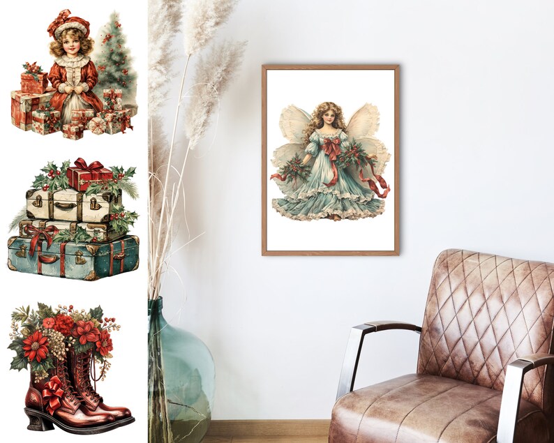 Vintage Watercolor Christmas Clipart Bundle Vintage (Instant Download ...