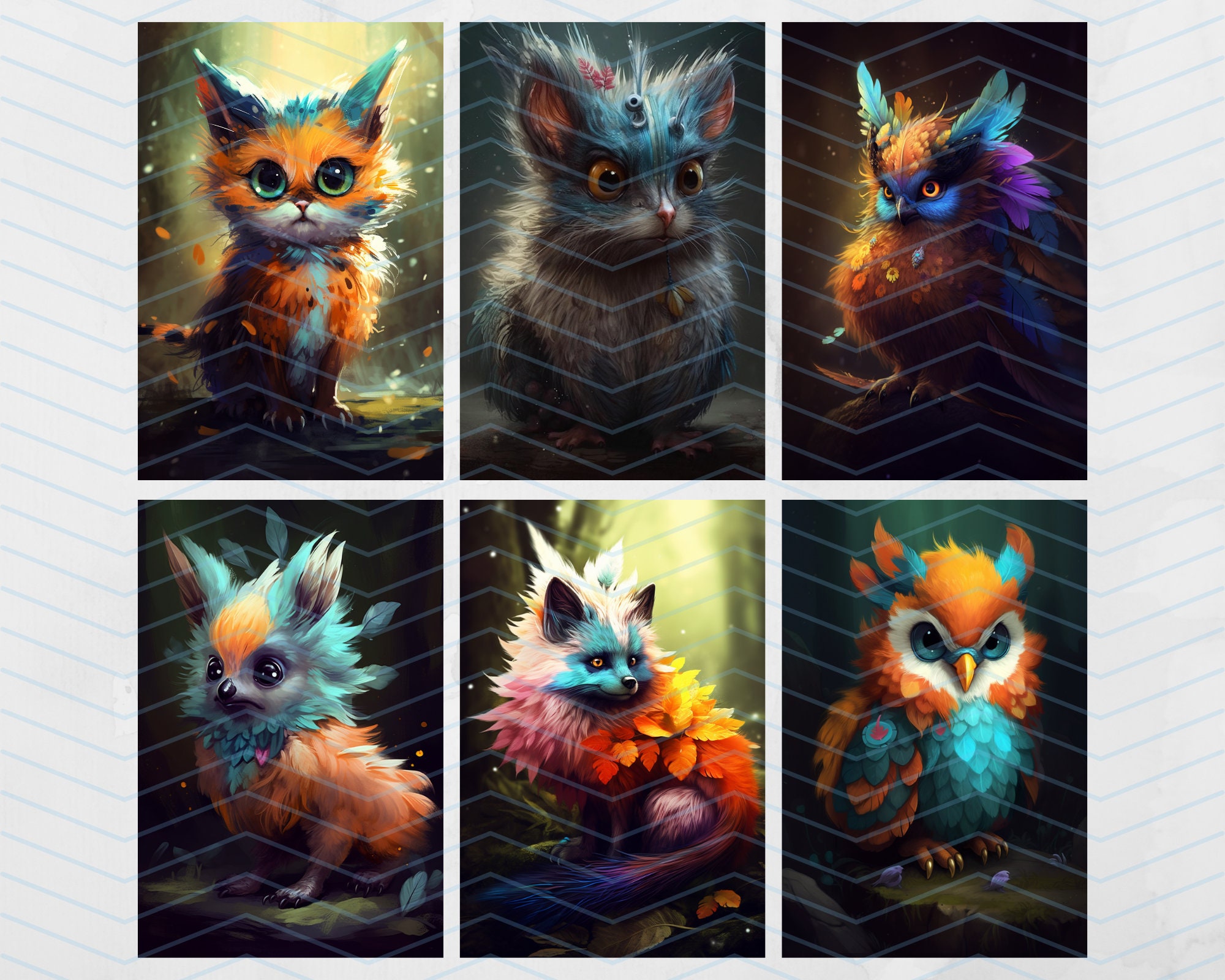 Mystical Feathered Creatures Clipart Bundle Fantasy Creatures - Etsy