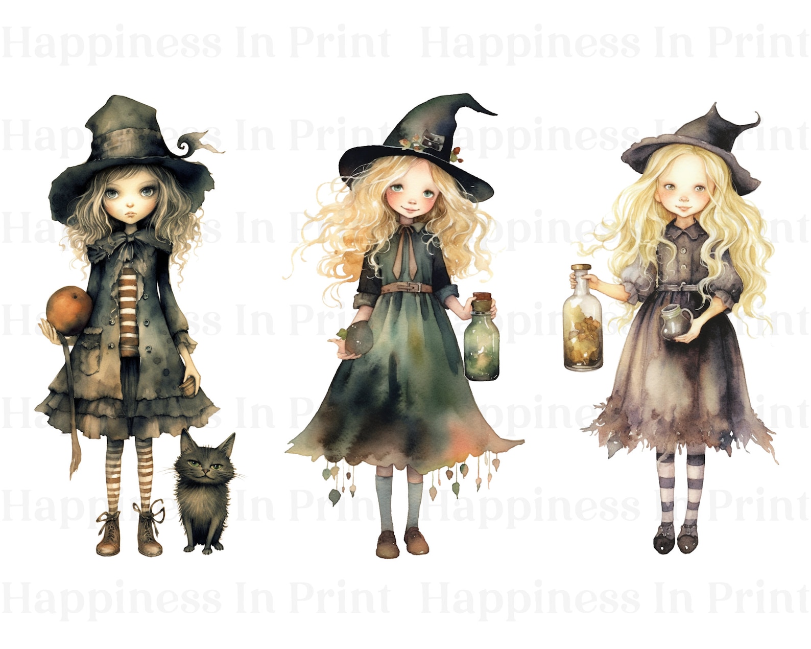 Country Witch Girl Clipart Cottagecore Witch PNG Boho Witches - Etsy