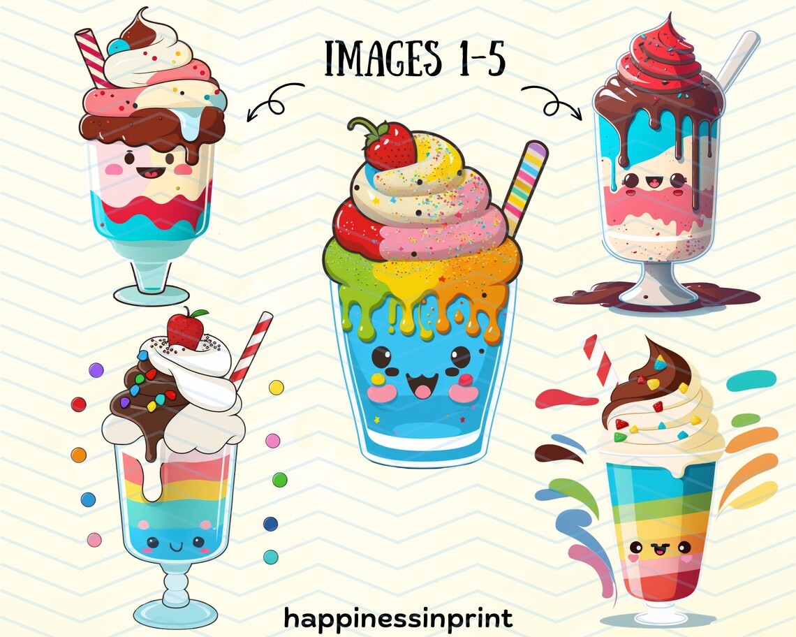Cute Kawaii Fun Food PNG Clipart Bundle Chibi Popcorn Icecream - Etsy UK