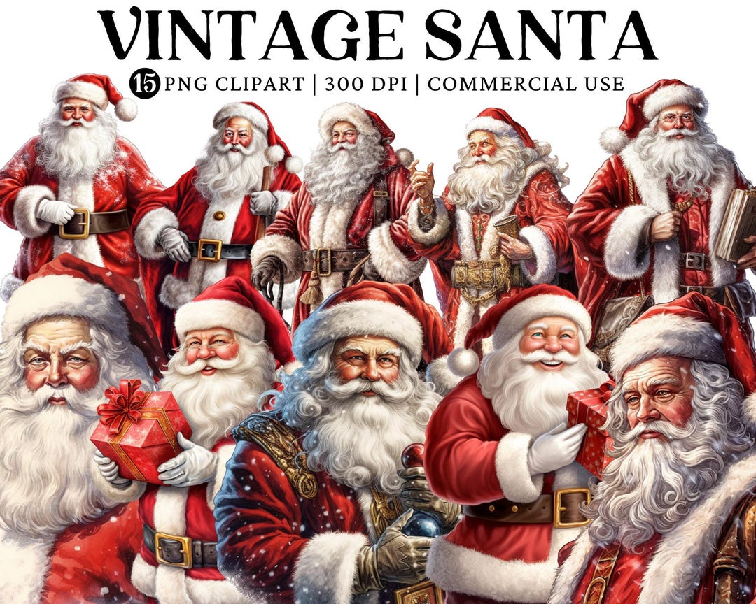 Christmas Vintage Clipart | Santa Digital Image | Jpeg Png | Clip Art ...